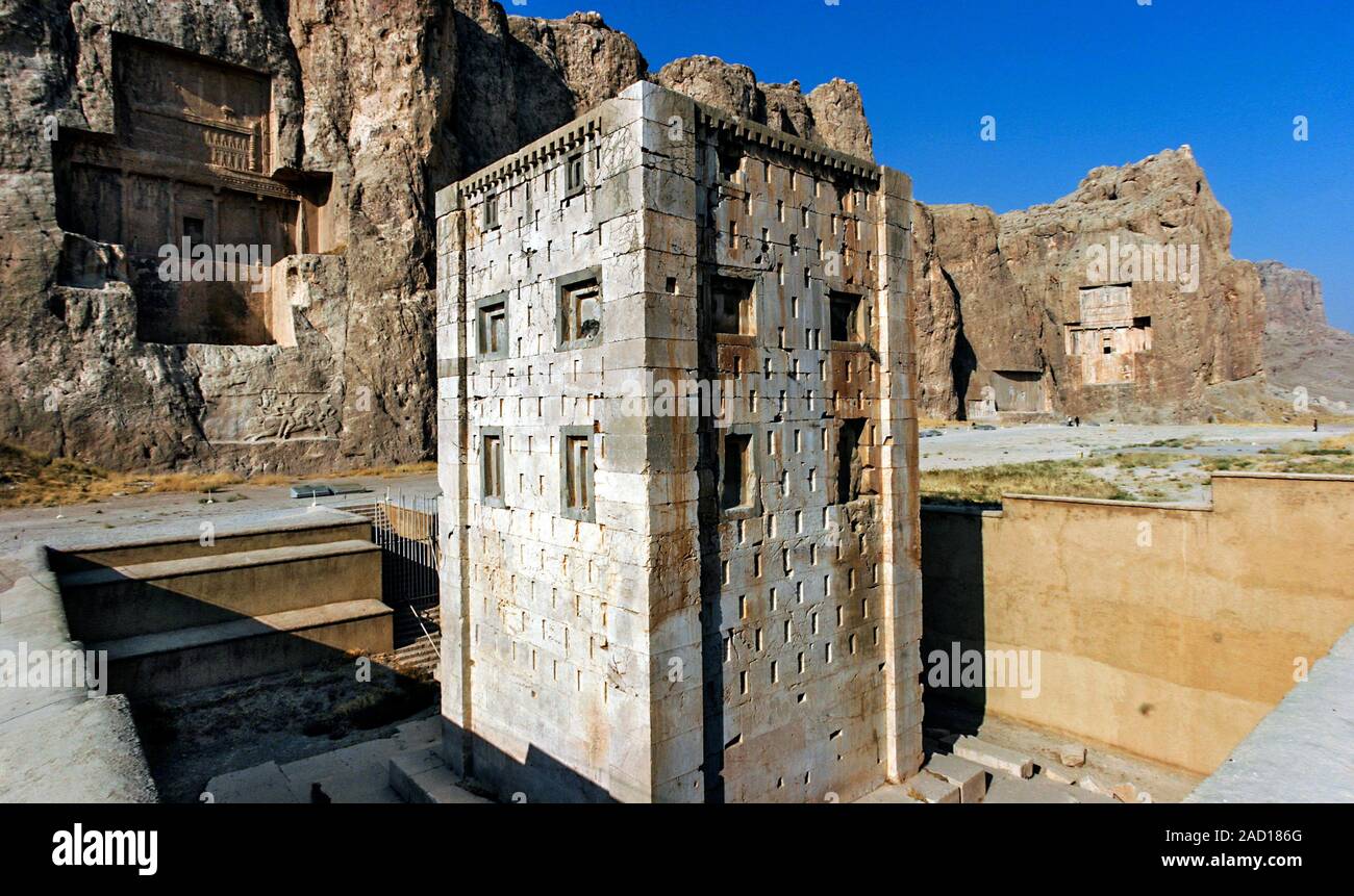 Cube of Zoroaster, Naqsh-e Rustam. View of the 5th Century BC Ka'ba-ye ...