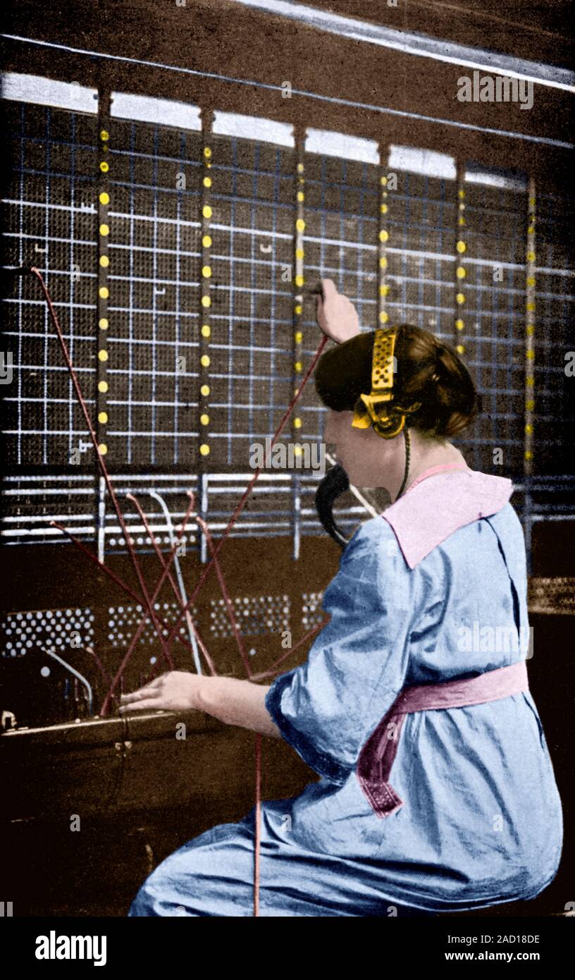 Telephone switchboard operator. The lights on the switchboard light up ...