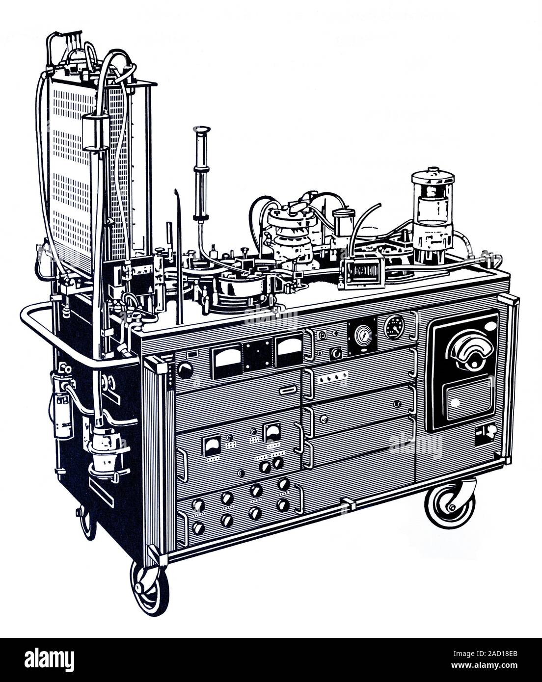 Heart-lung machine, 20th century. This is the first model designed by J ...