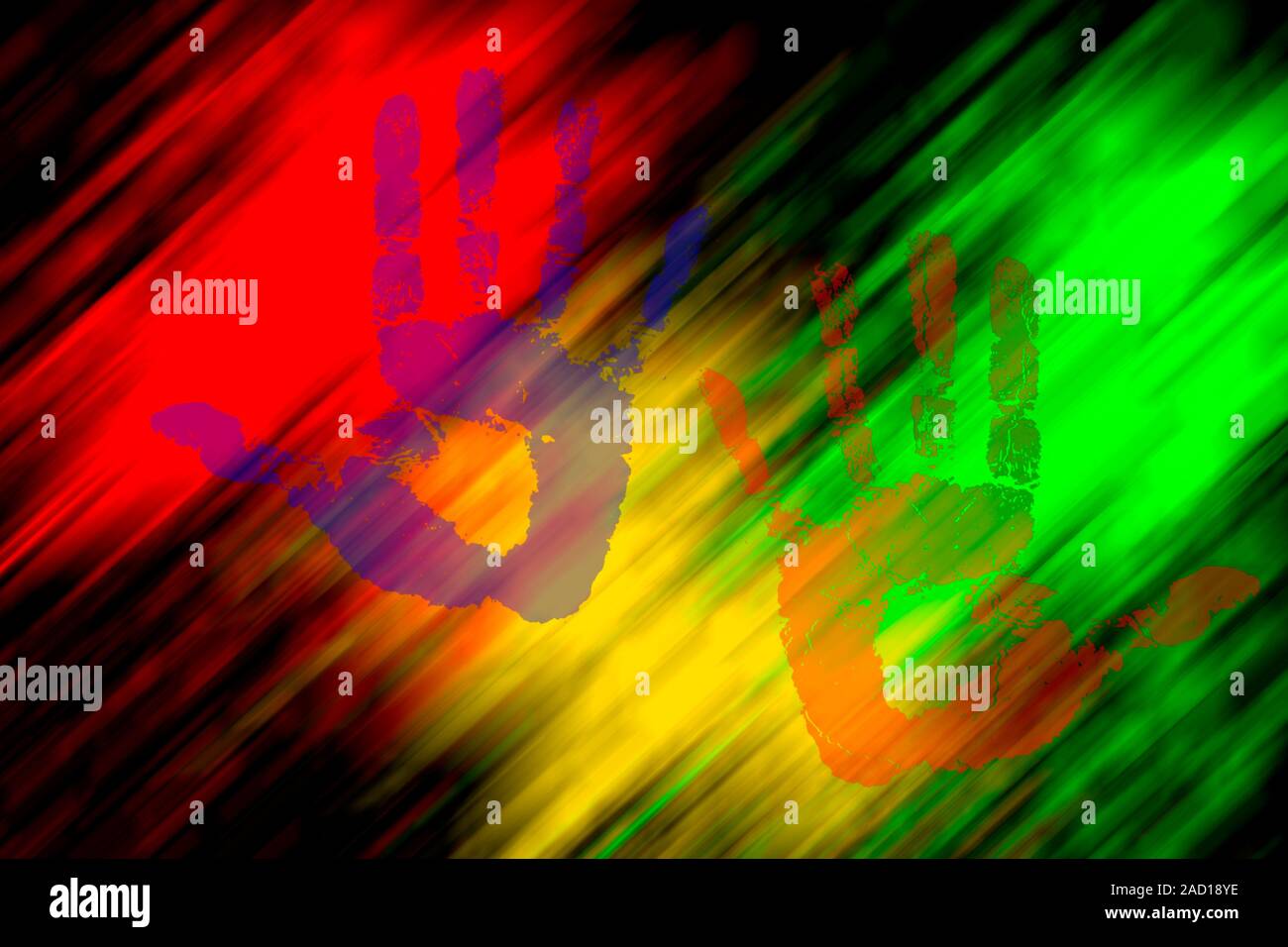 Handprints. Hands working together Stock Photo - Alamy