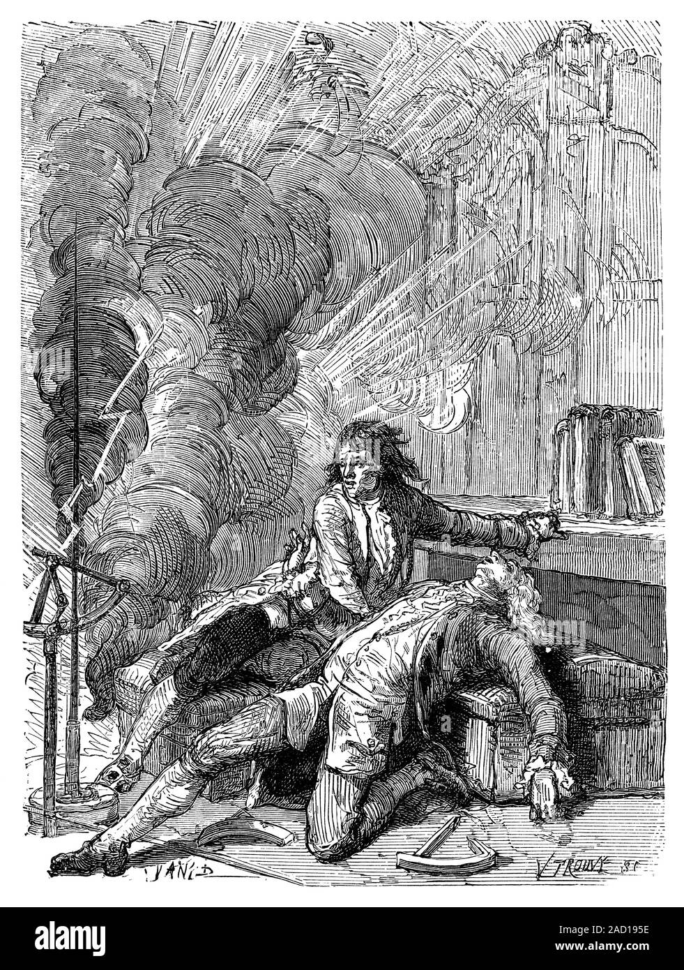 Ball lightning kills Richmann. German physicist Georg Wilhelm Richmann ...