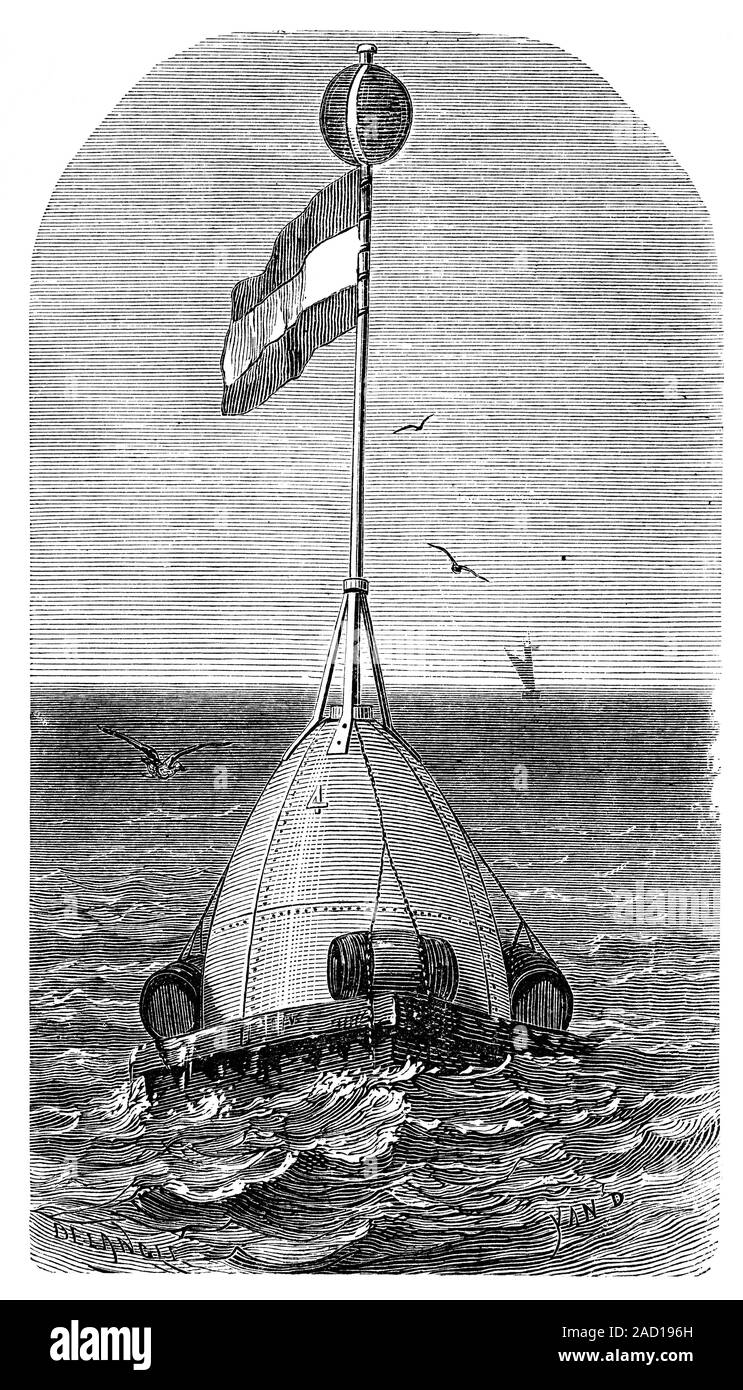 Atlantic telegraph cable laying. Buoy launched from the SS Great ...