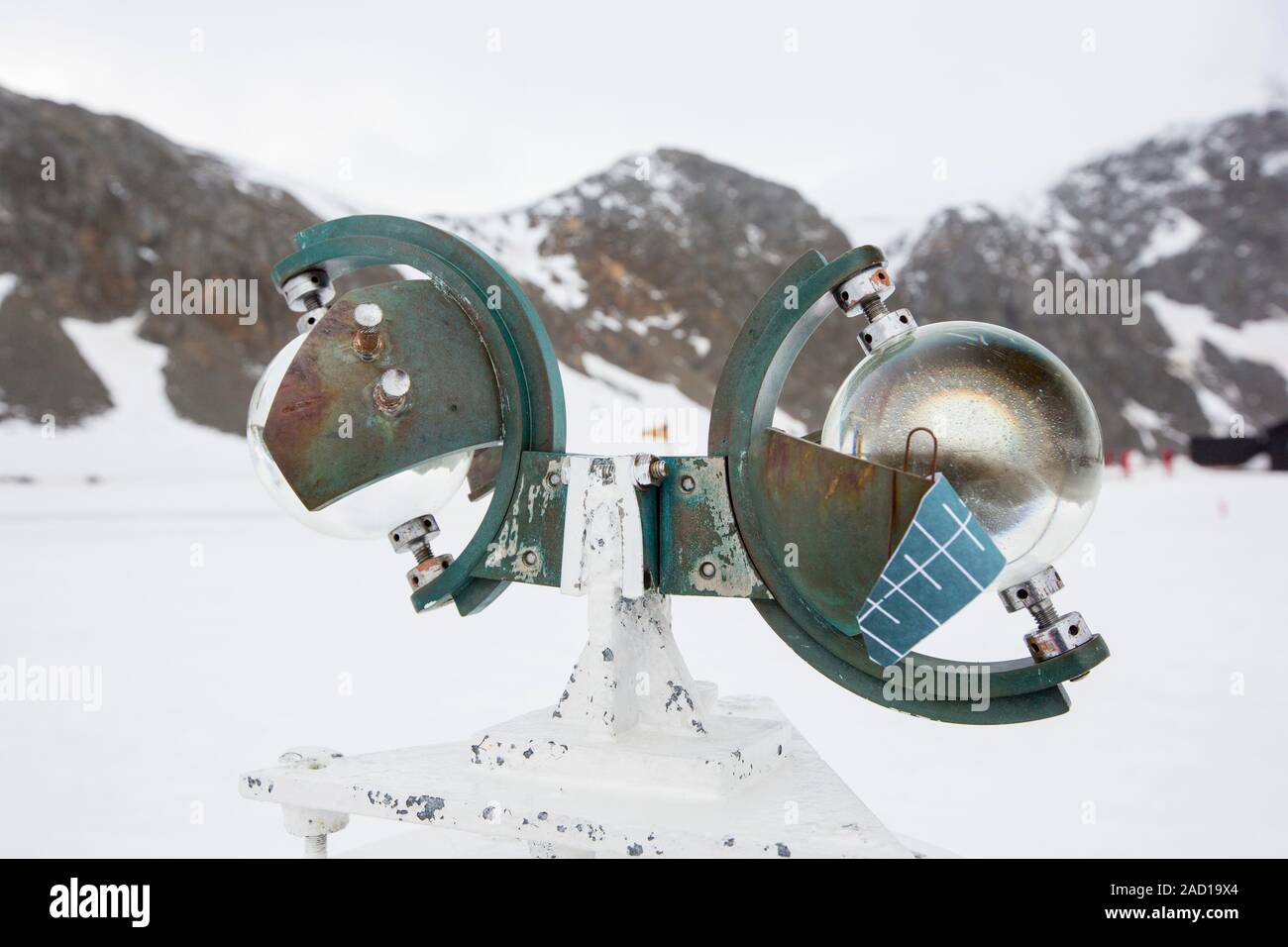 A Campbell Stokes Sunshine Recorder, which measures hours of sunlight ...