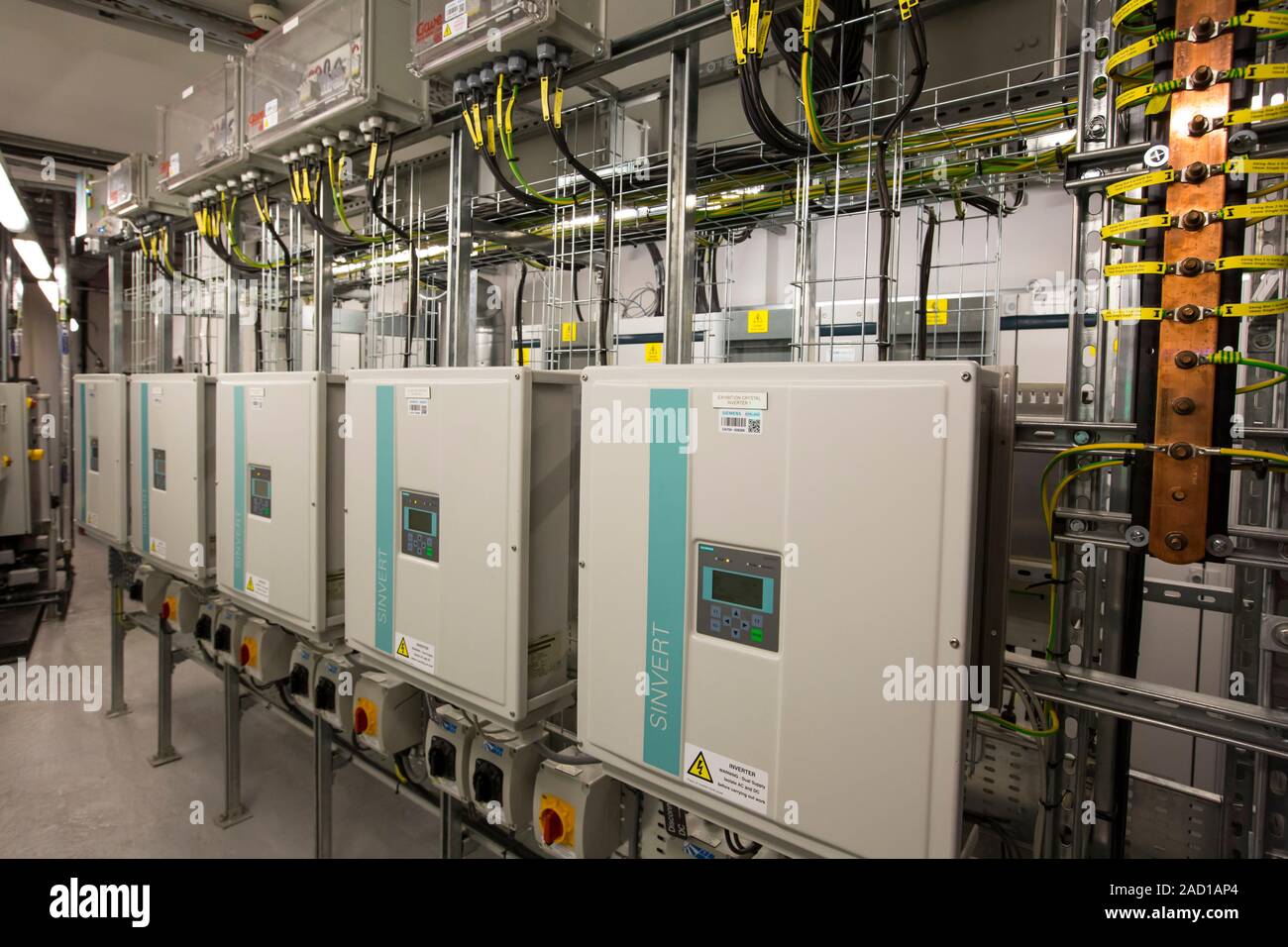 Inverters for the solar panels on the roof of the Crystal building ...
