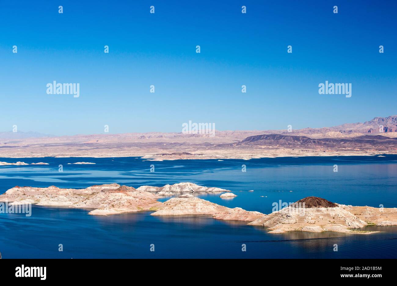 Lake Mead, Nevada, USA. The lake is at a very low level due to the four ...