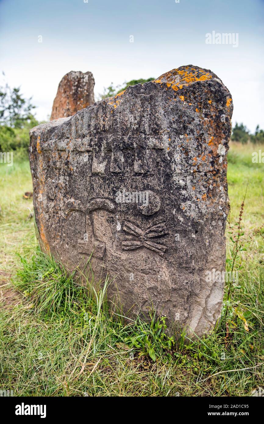 10th Century stone stele photographed at Tiya, a Unesco World Heritage ...