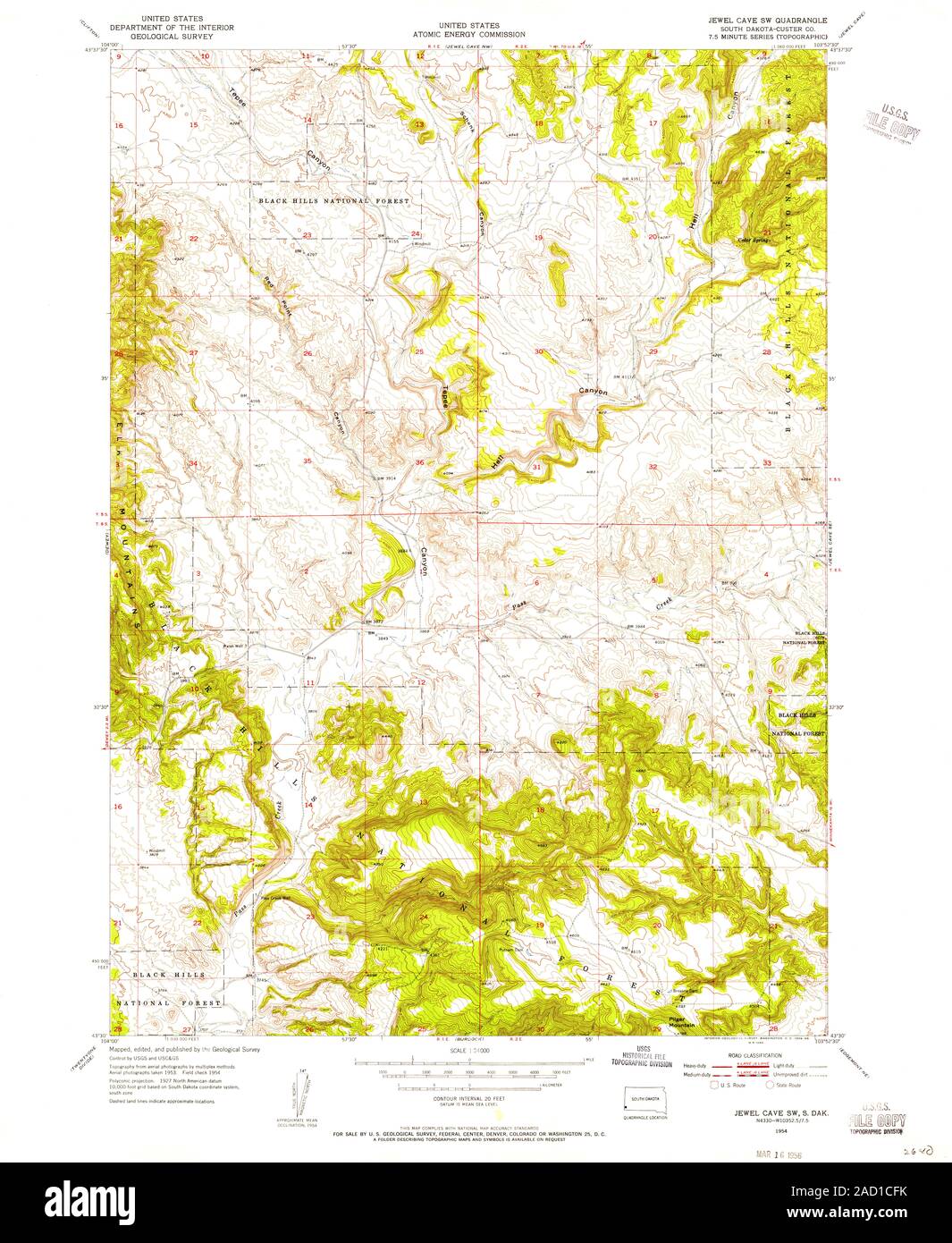USGS TOPO Map South Dakota SD Jewel Cave SW 343508 1954 24000 ...