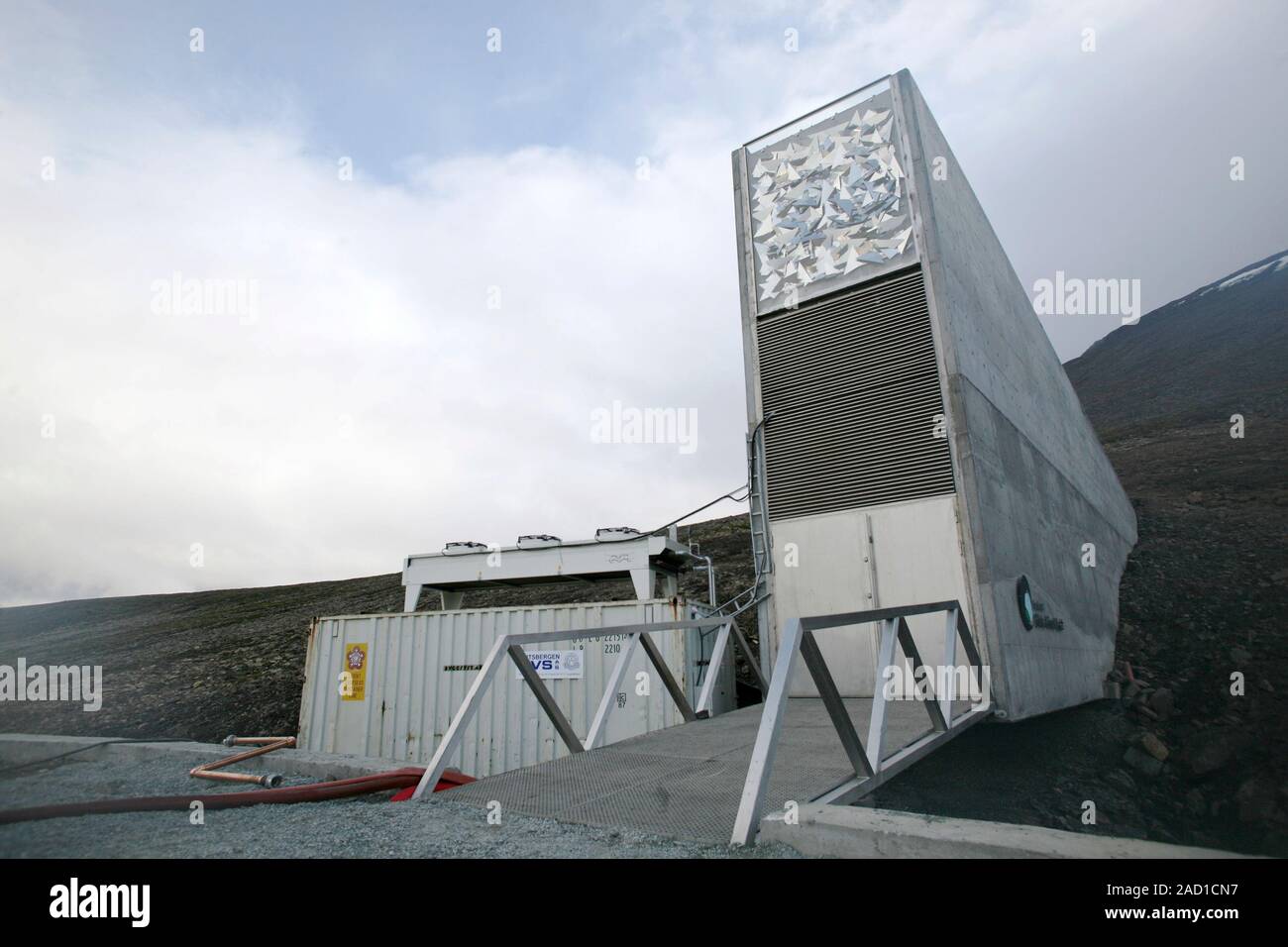 Svalbard Global Seed Vault entrance. Constructed between 2006 and 2008 ...