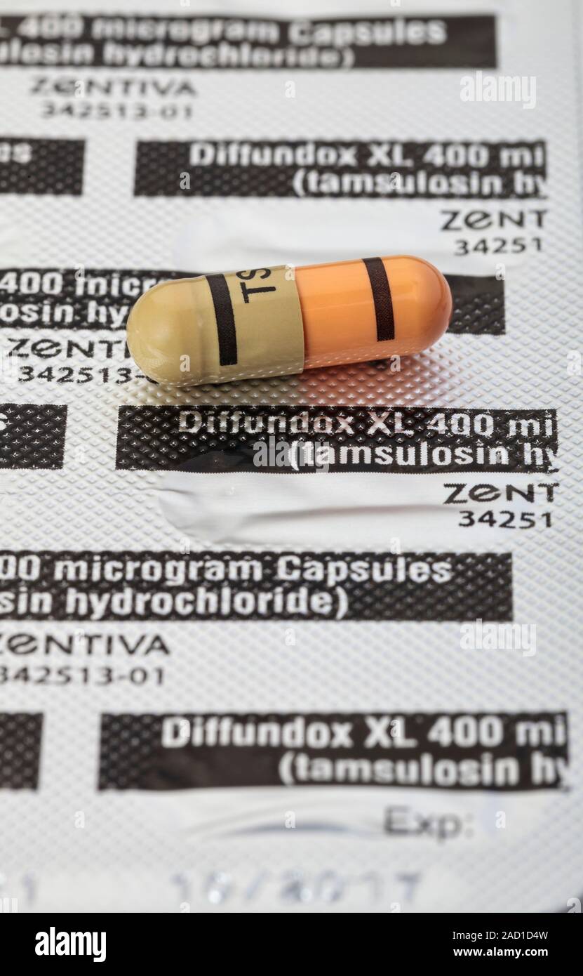 Tamsulosin hydrochloride capsule (400 micrograms) on blisterpack ...