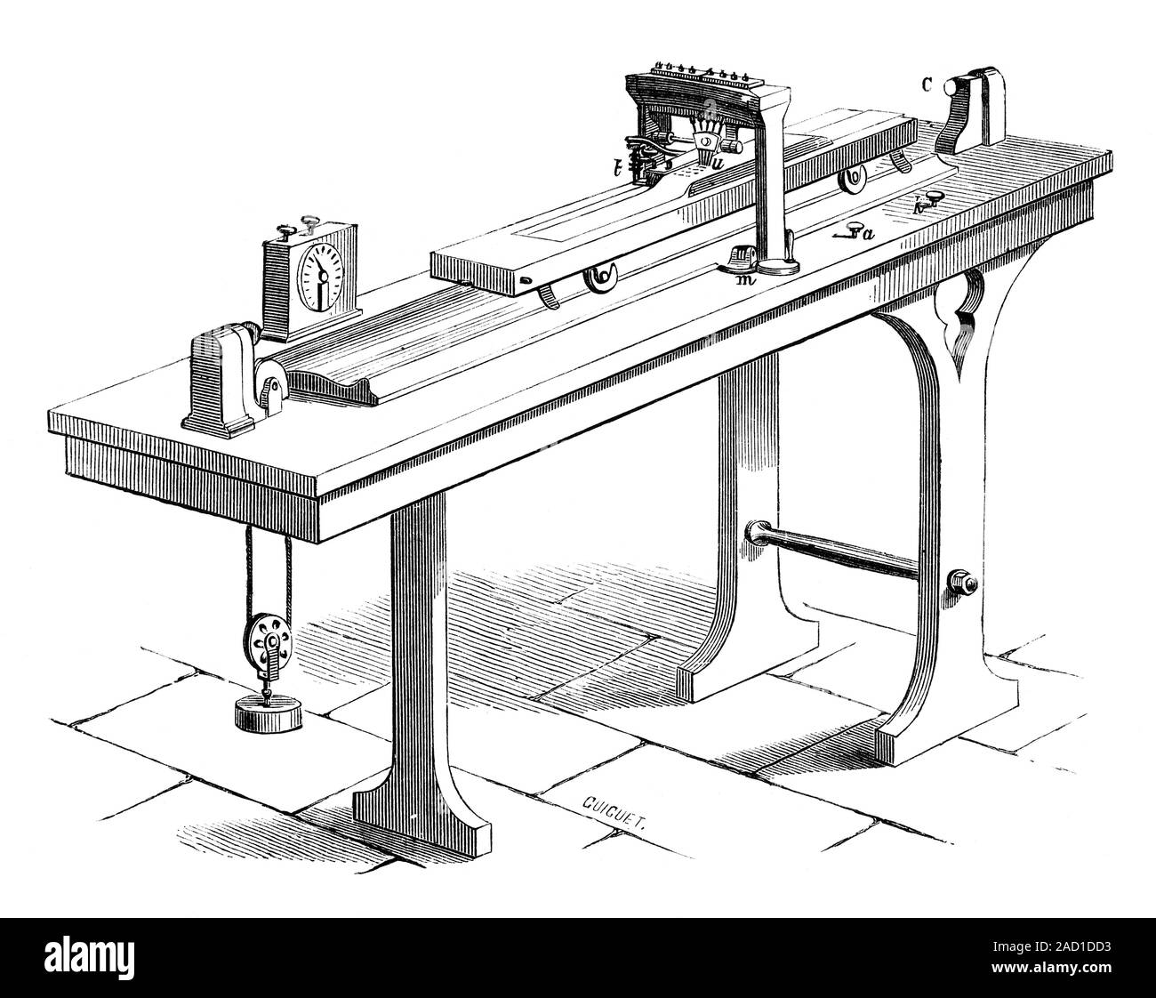 Bonelli telegraph. Historical illustration of the apparatus used for ...