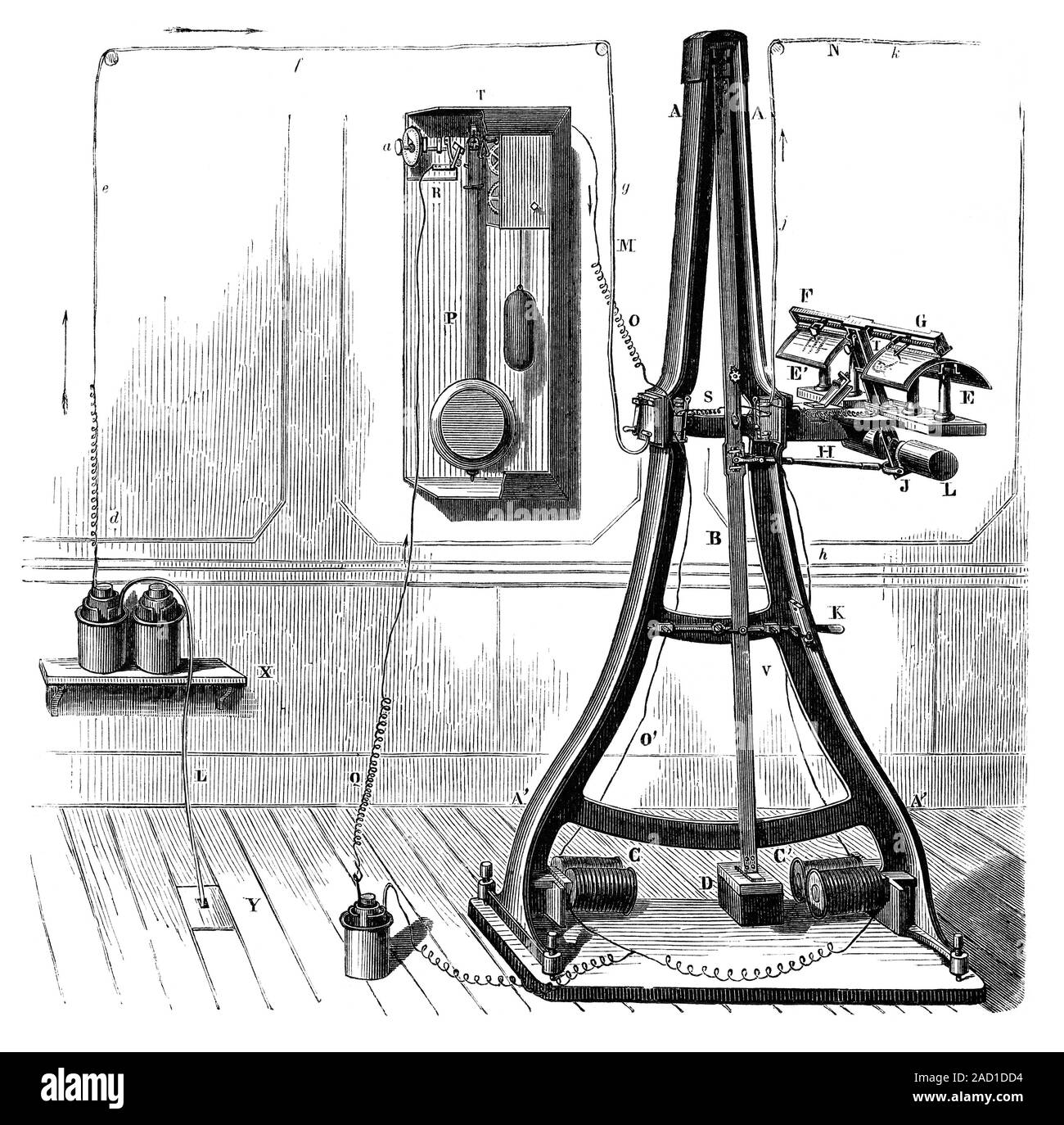 Caselli pantelegraph. Historical illustration of the pantelegraph of ...