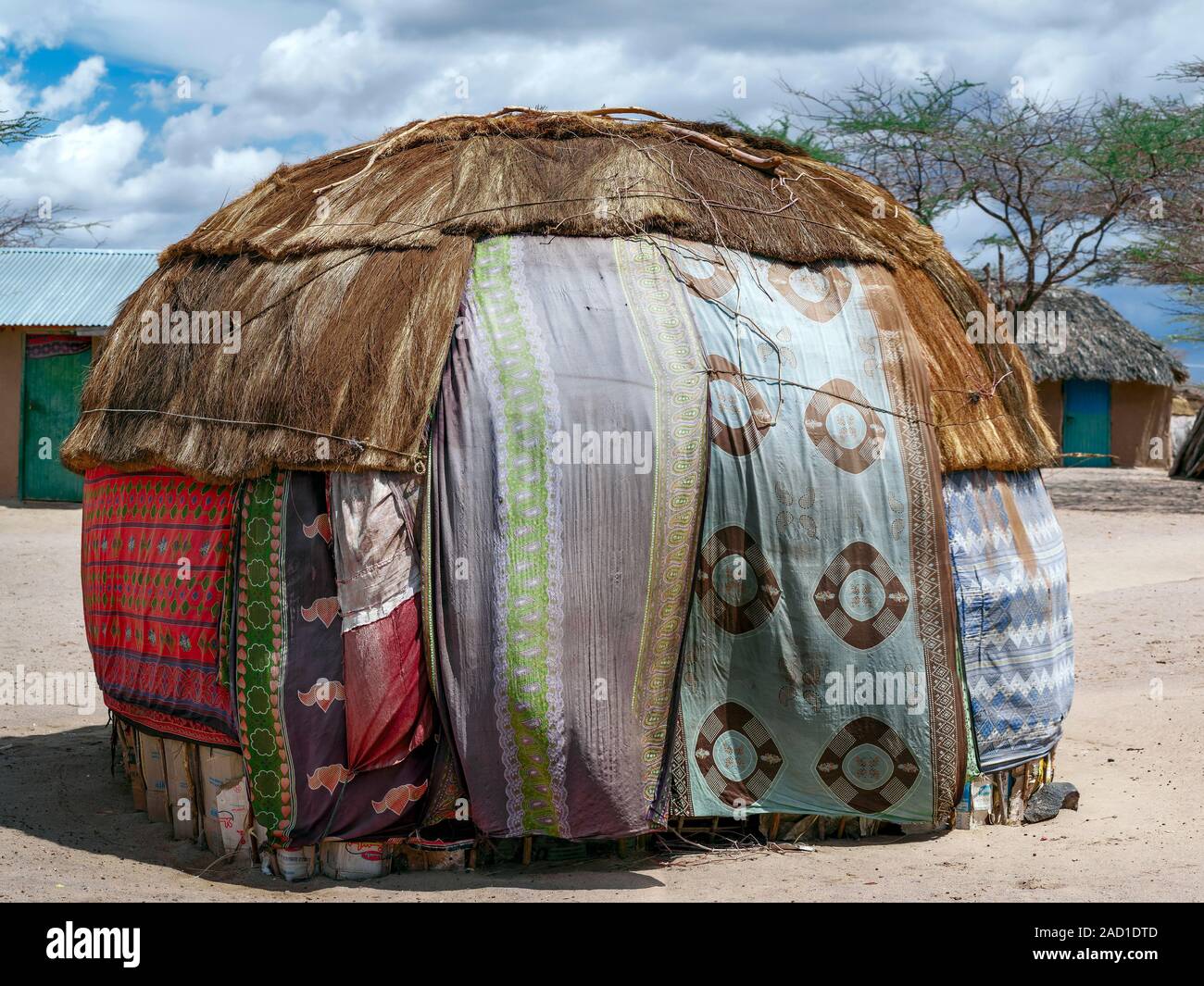 Gabra hut. Grass hut in a Gabra village, North Horr village, Chalbi ...