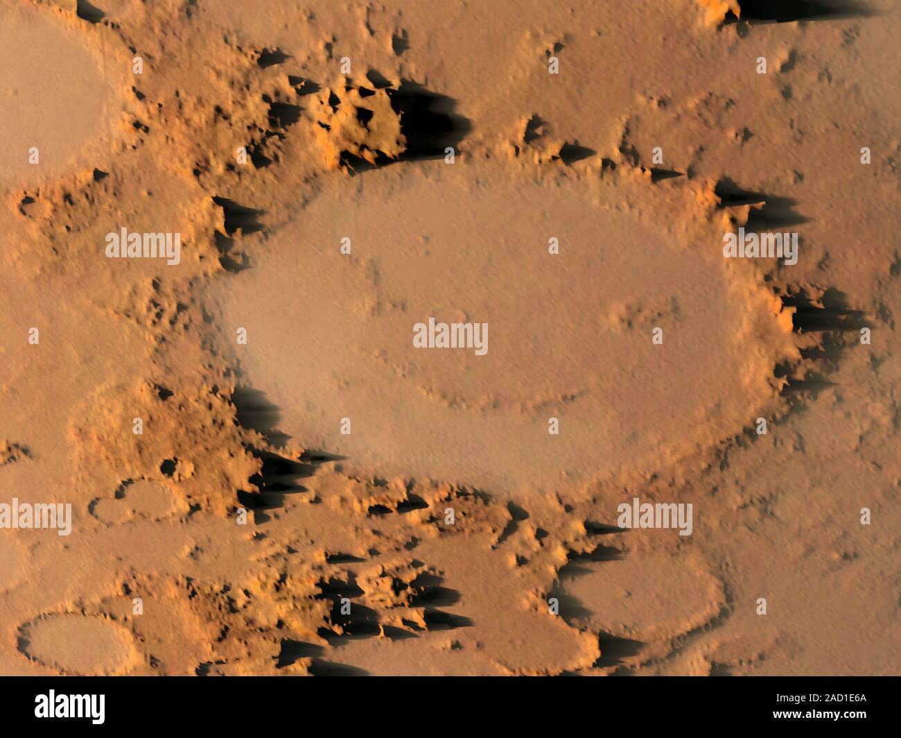 Happy face crater, Mars. Computer artwork of the Galle crater, known as ...