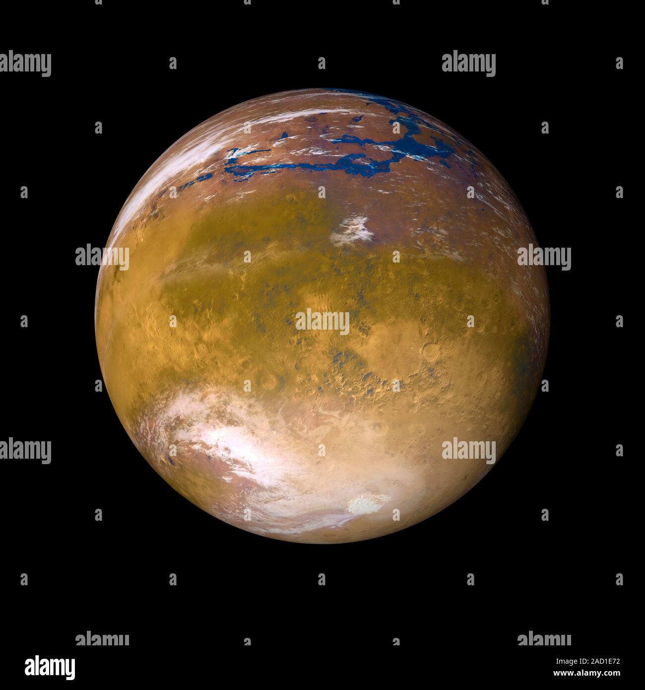 Ancient Mars. Computer artwork of ancient Mars. The surface environment ...