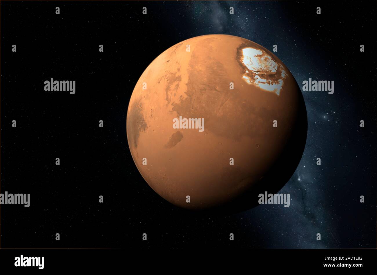 Mars. Computer artwork showing the surface of Mars. Seen here is the ...
