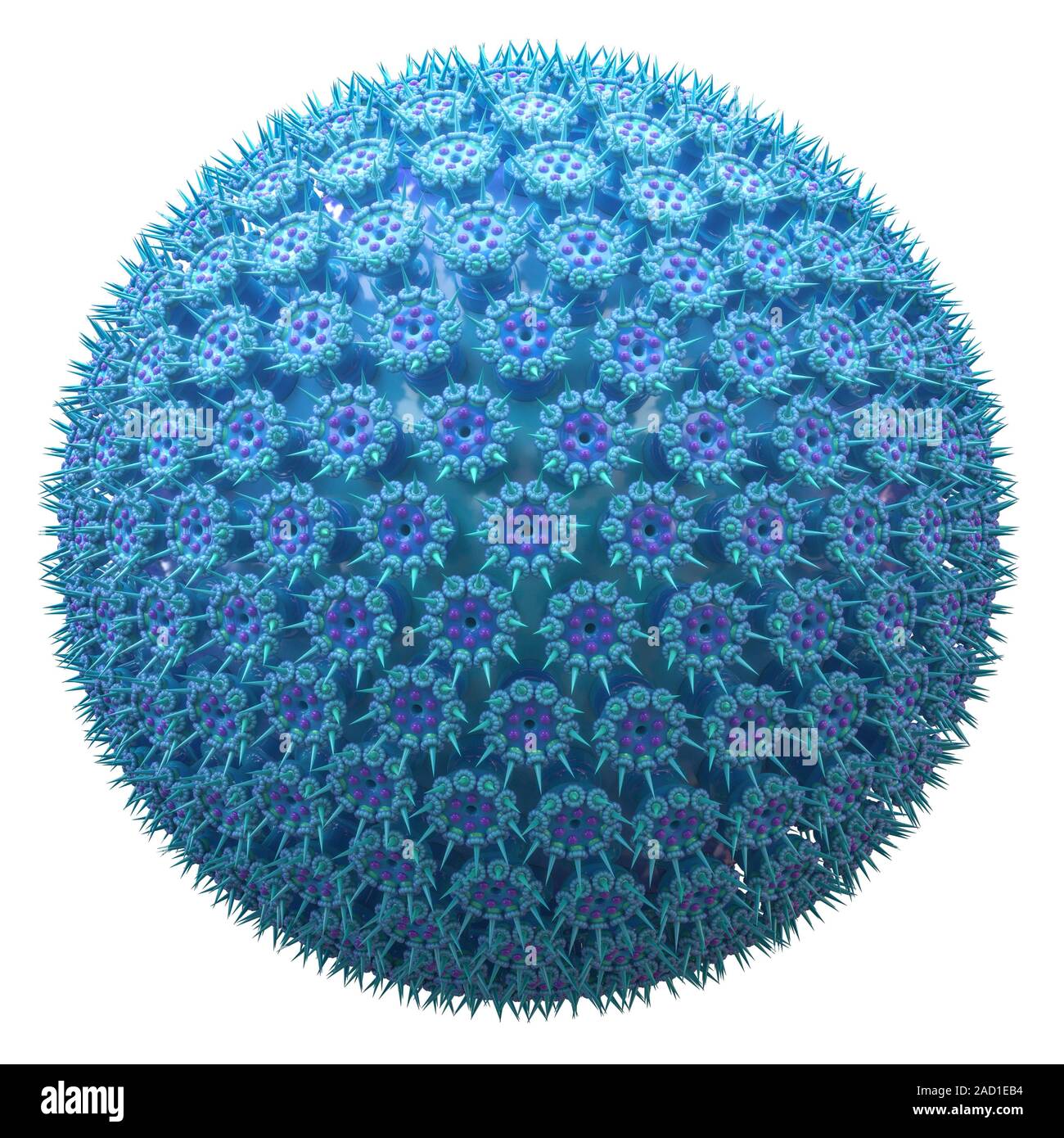 Virus particle, computer illustration. Virus particles (virions ...