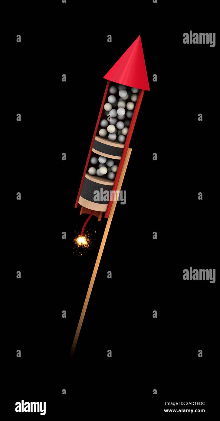 Firework structure. Computer illustration showing the structure of a ...