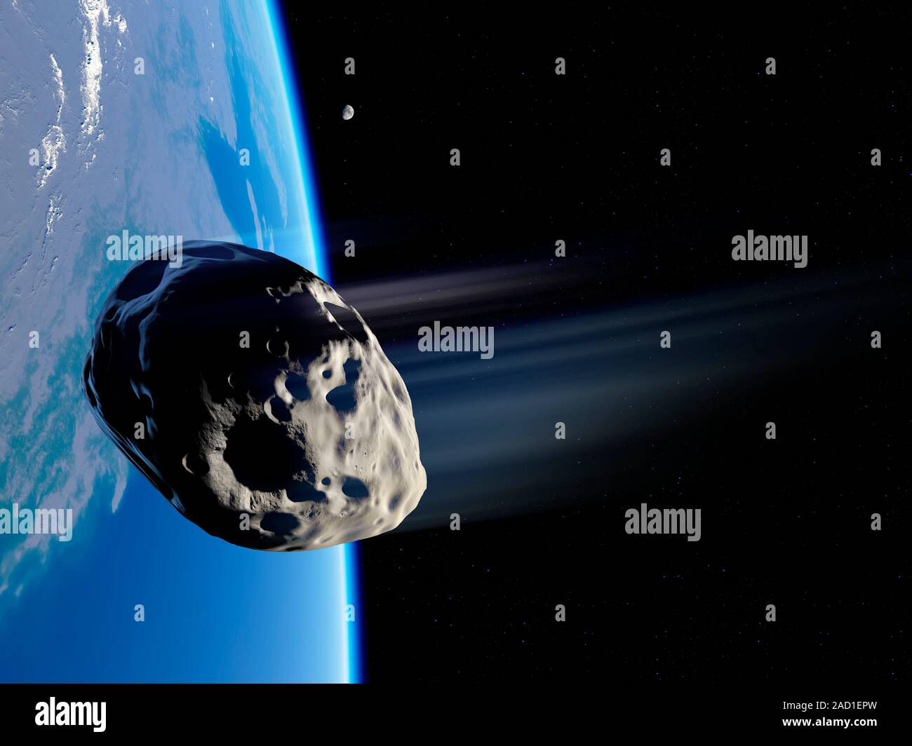 Dinosaur extinction asteroid. Computer illustration showing the ...