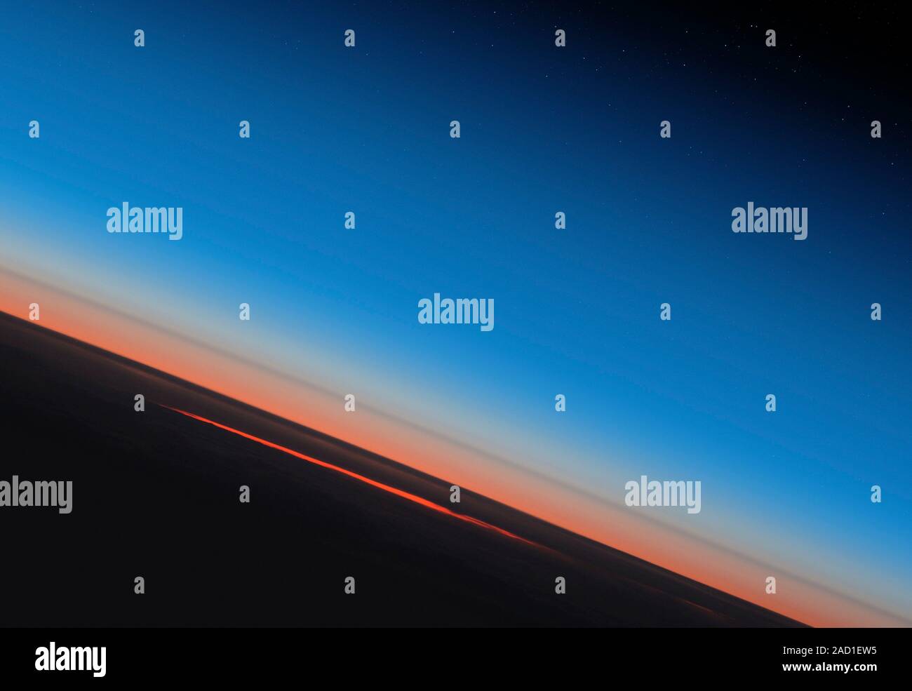 Earth's atmosphere from orbit. Computer illustration of Earth's outer ...