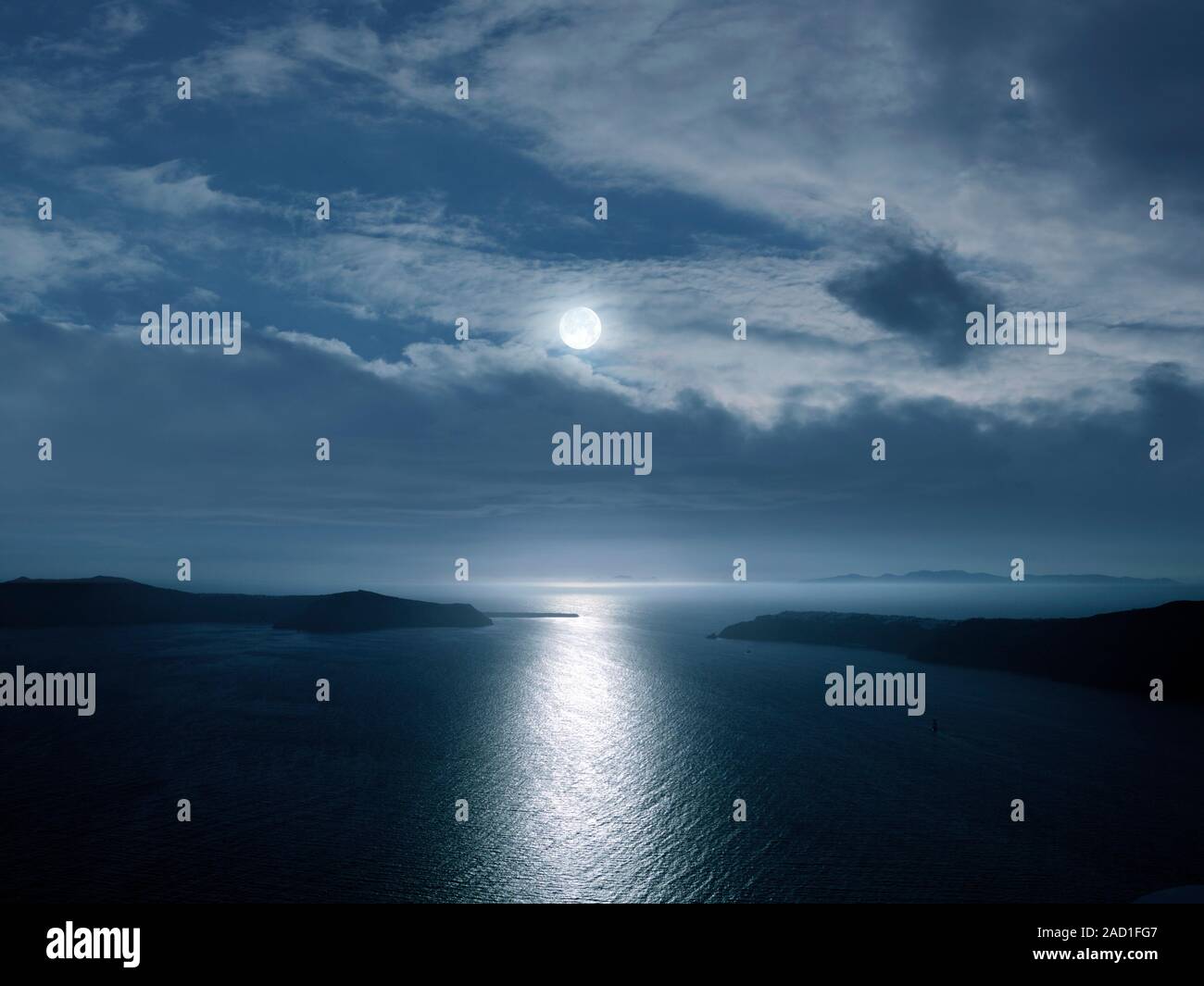 Full moon over the sea Stock Photo - Alamy