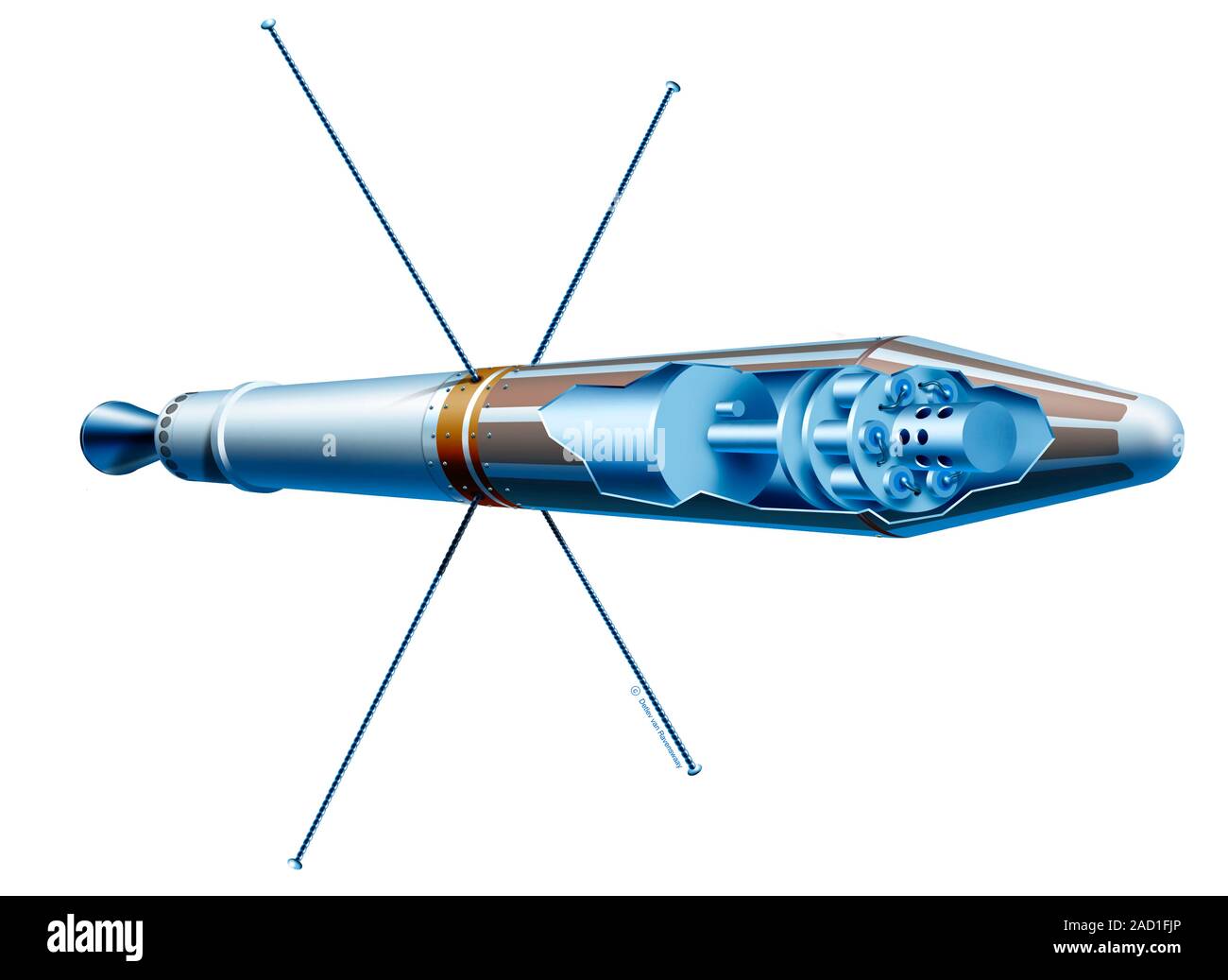 Explorer 1 satellite. Cutaway computer illustration of America's first ...