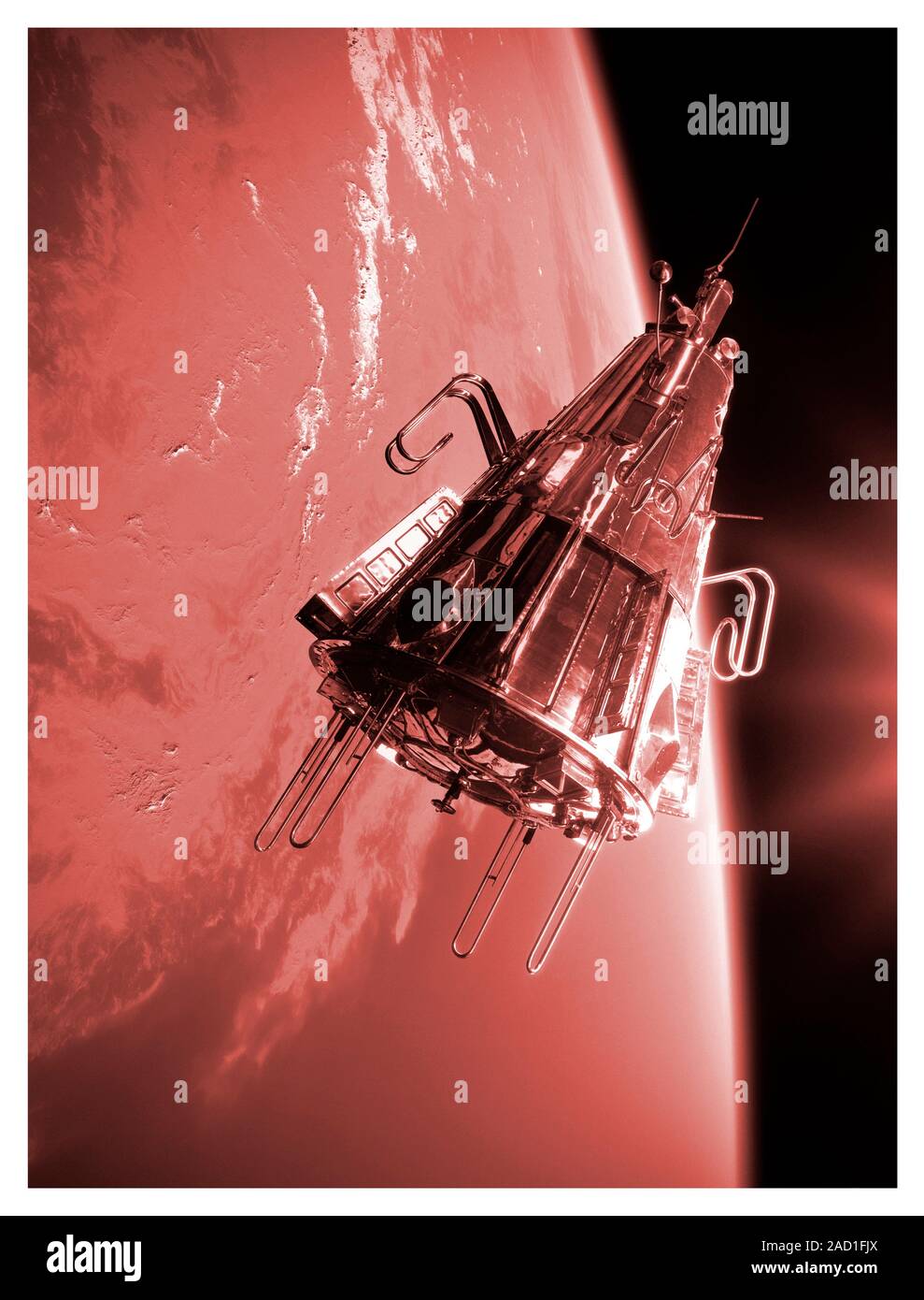Sputnik 3 in orbit. Computer illustration of the Soviet satellite ...