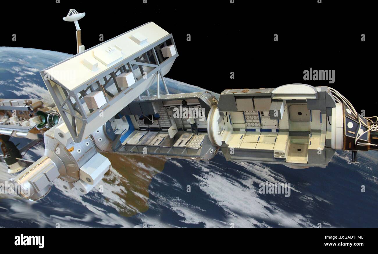 International Space Station. Cutaway computer illustration showing the ...