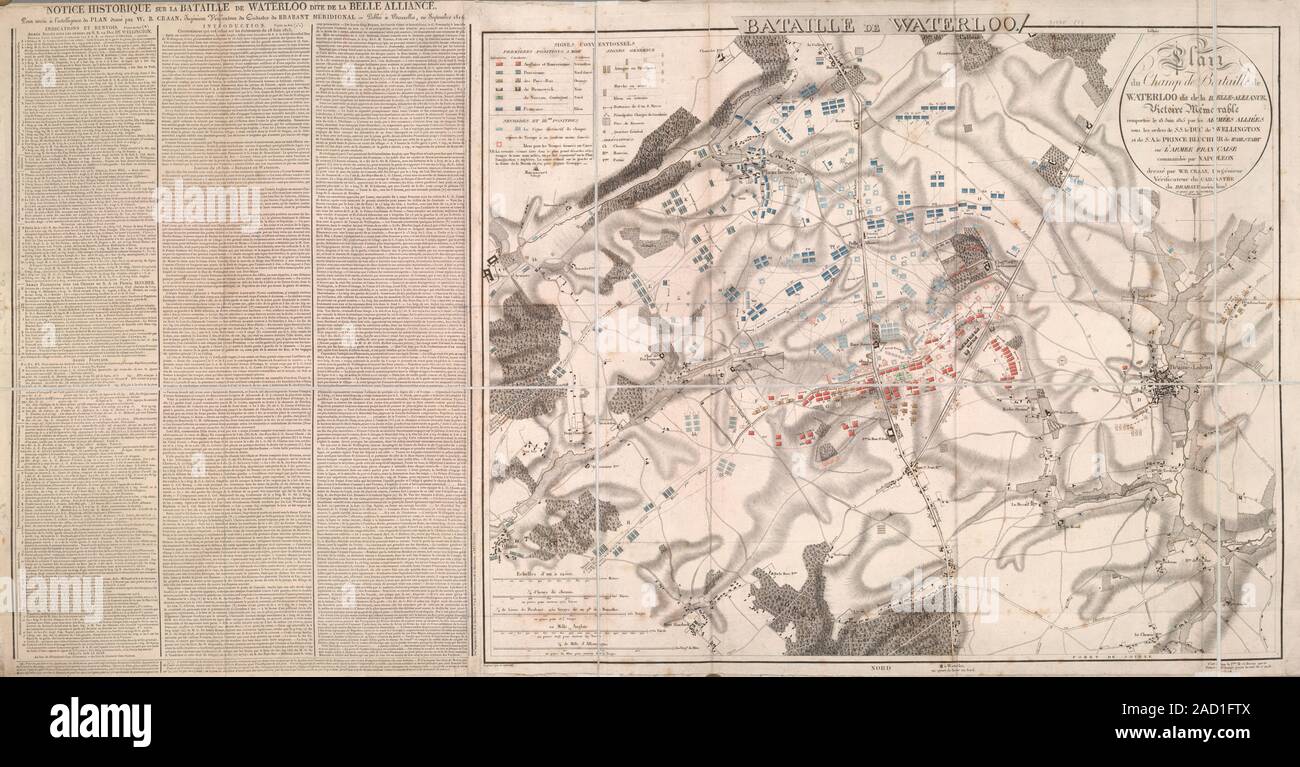 Plan of the Battle of Waterloo. Illustration showing a plan of the ...