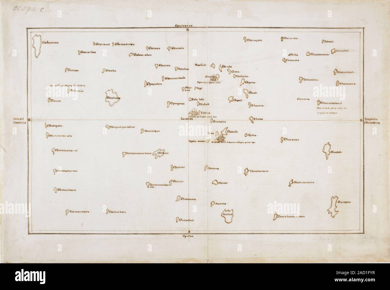 Cook's map of the Society Islands. 1769 chart of the Society Islands ...