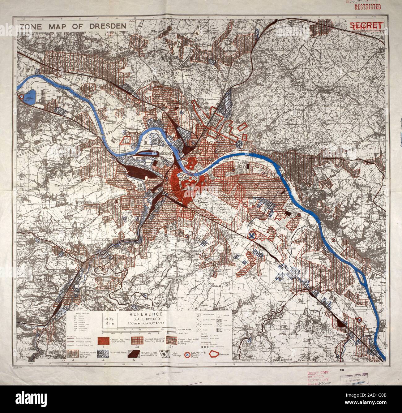 War map of Dresden. British military map of Dresden, Germany ...