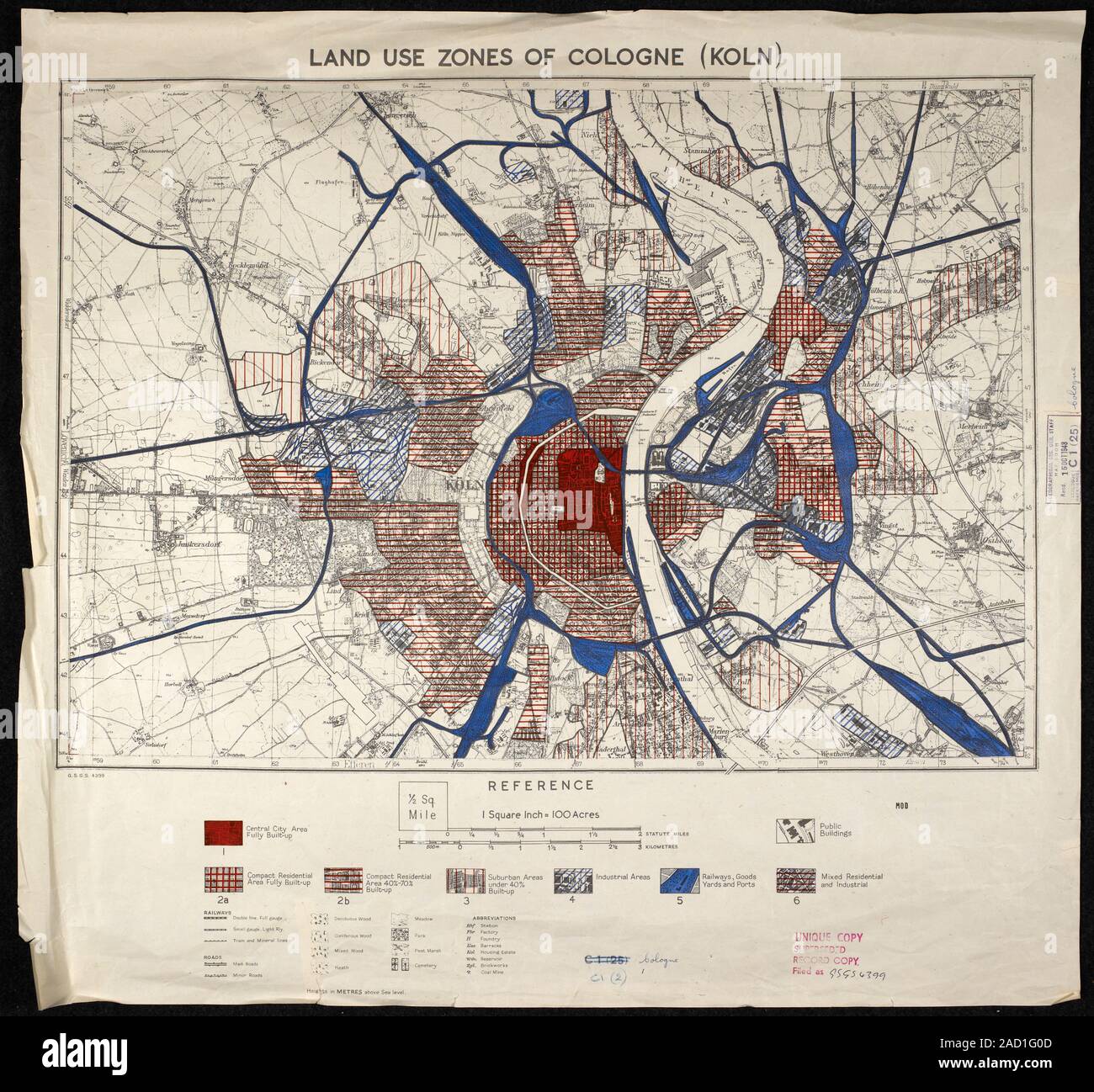 War map of Cologne. British military map of Cologne, Germany ...