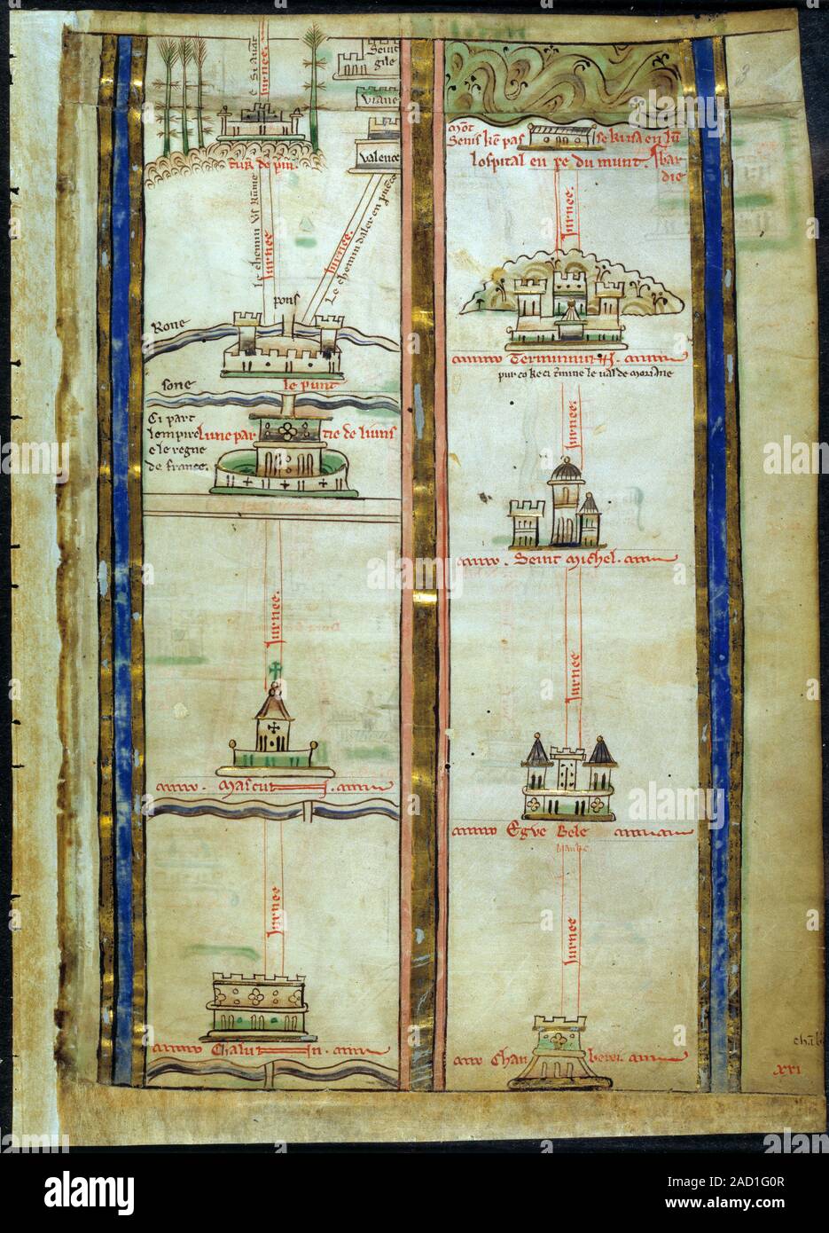 Journey to Jerusalem. Illustration from a manuscript detailing part of ...