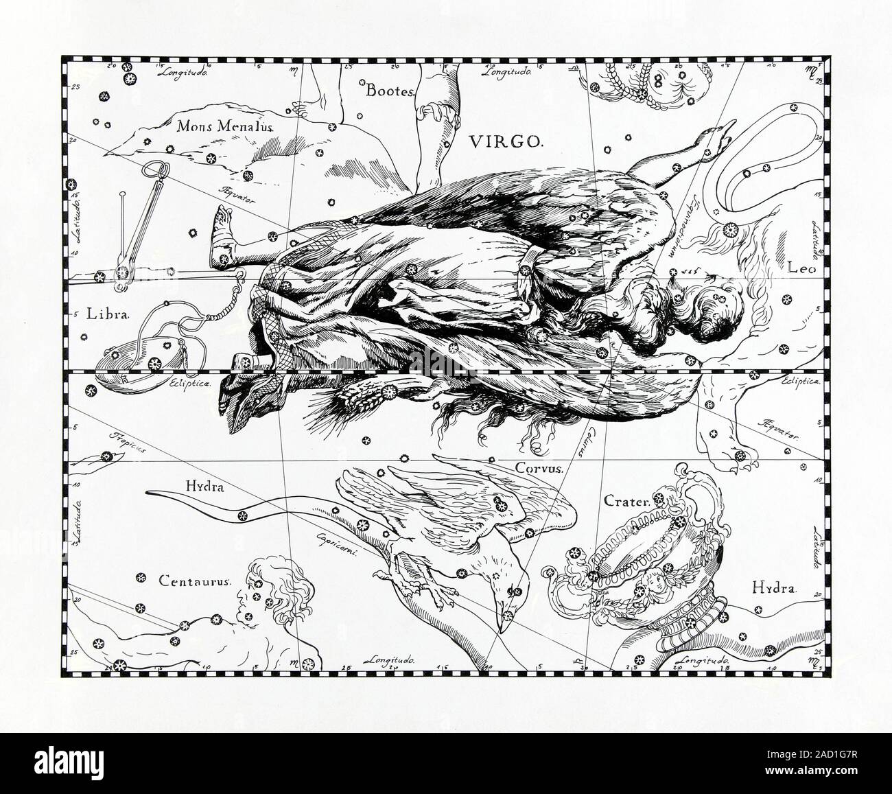 Virgo. Illustration of the constellation and astrological sign Virgo ...