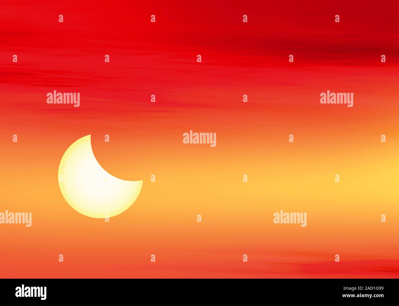 Partial solar eclipse. View of the Sun during a partial solar eclipse ...