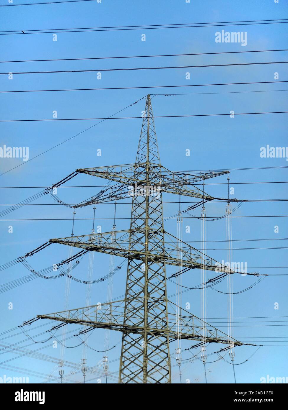 Power lines. Electricity transmission tower (pylon) and power lines ...