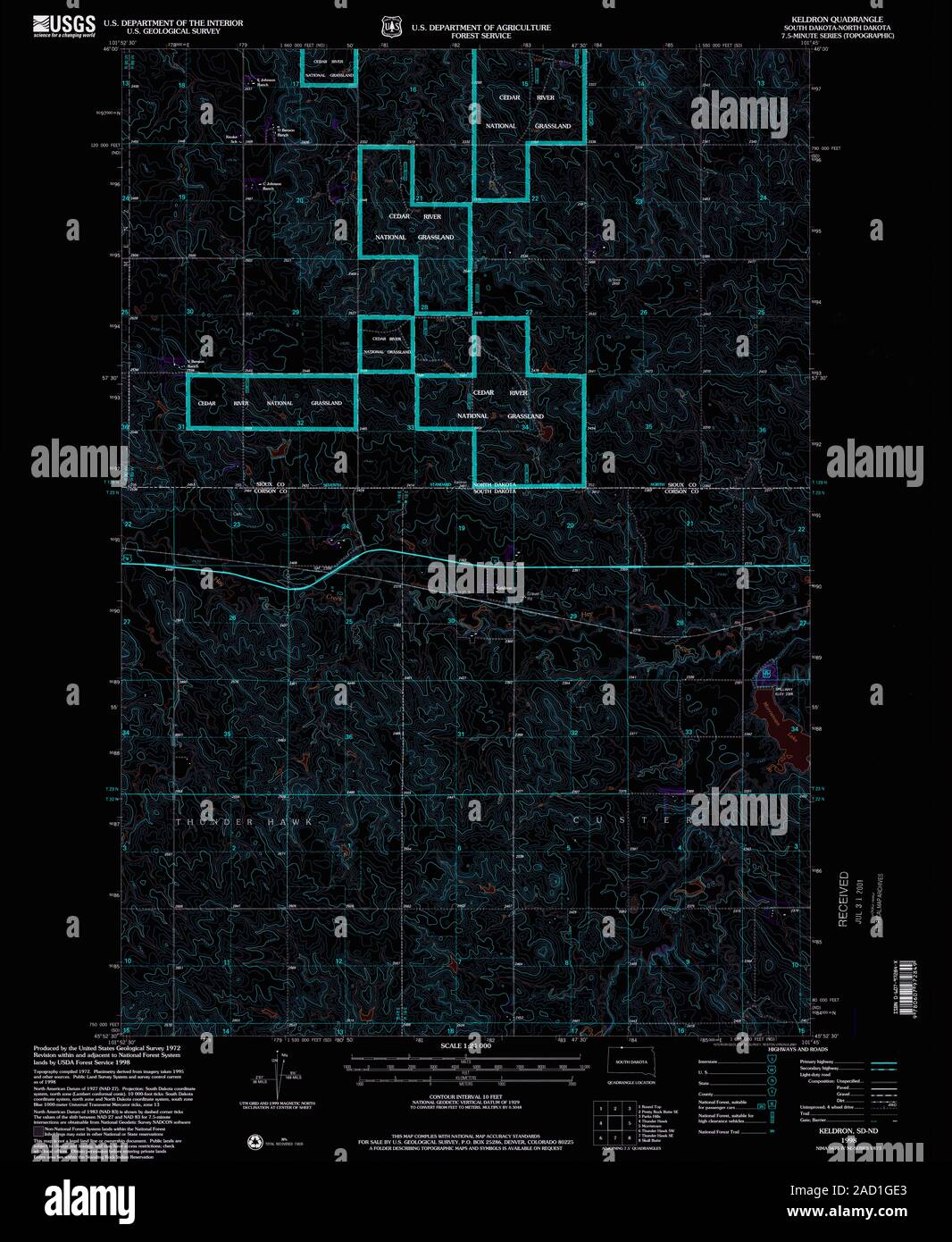 USGS TOPO Map South Dakota SD Keldron 343524 1998 24000 Inverted ...