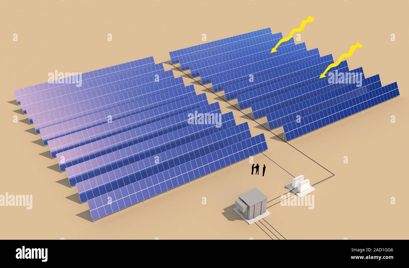 Solar power. Diagram showing the operation of a solar photovoltaic ...