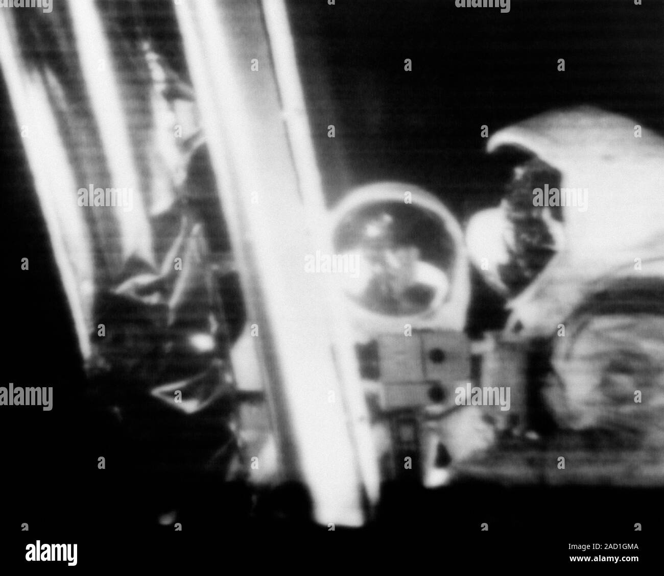 Apollo 11 Moon landing. US astronauts Neil Armstrong and Buzz Aldrin ...