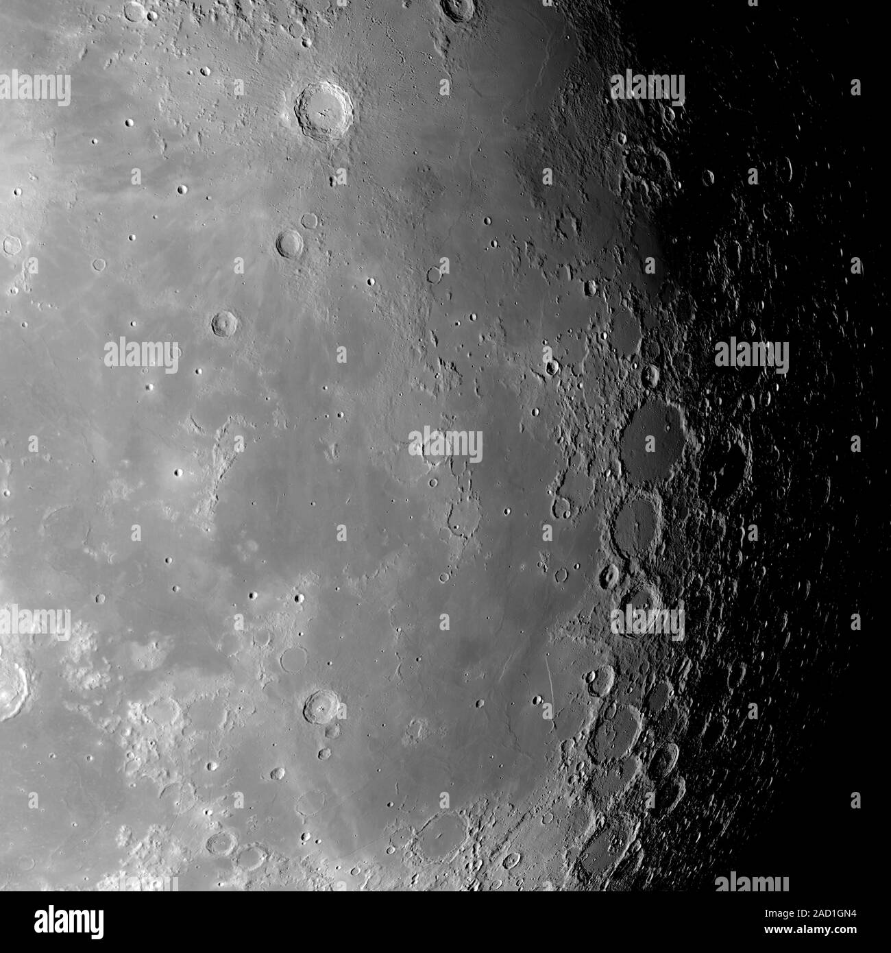 Surface of the Moon. Optical image of the moon, showing various craters ...