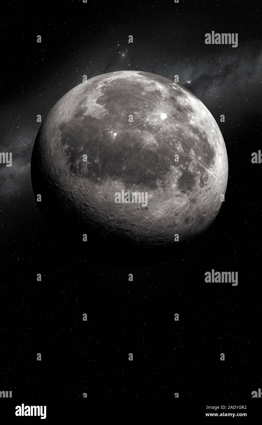 Surface of the Moon. Optical image of the moon, showing various craters ...