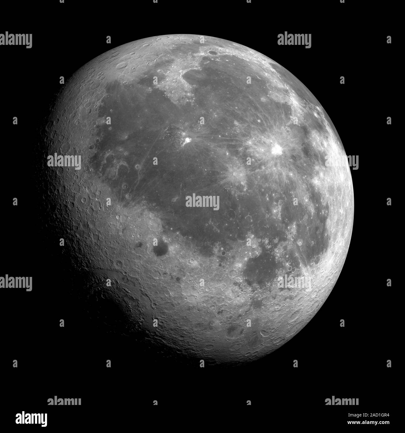 Surface of the Moon. Optical image of the moon, showing various craters ...