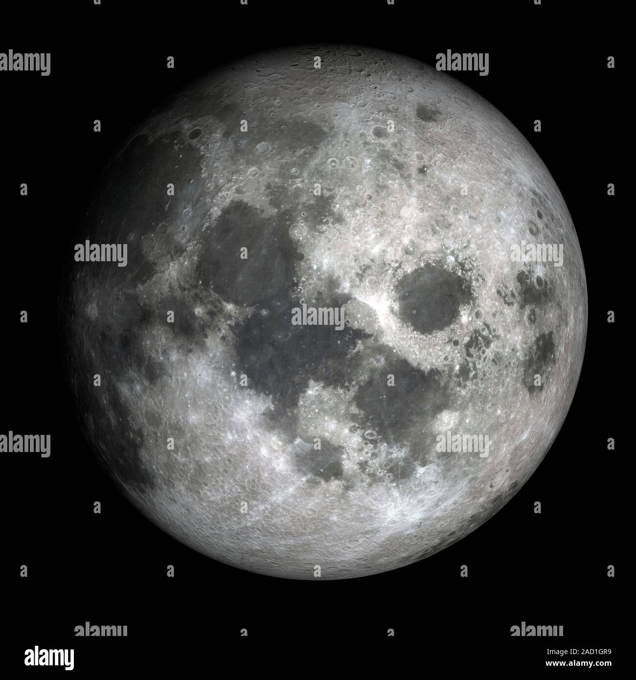 Surface of the Moon. Optical image of the moon, showing various craters ...