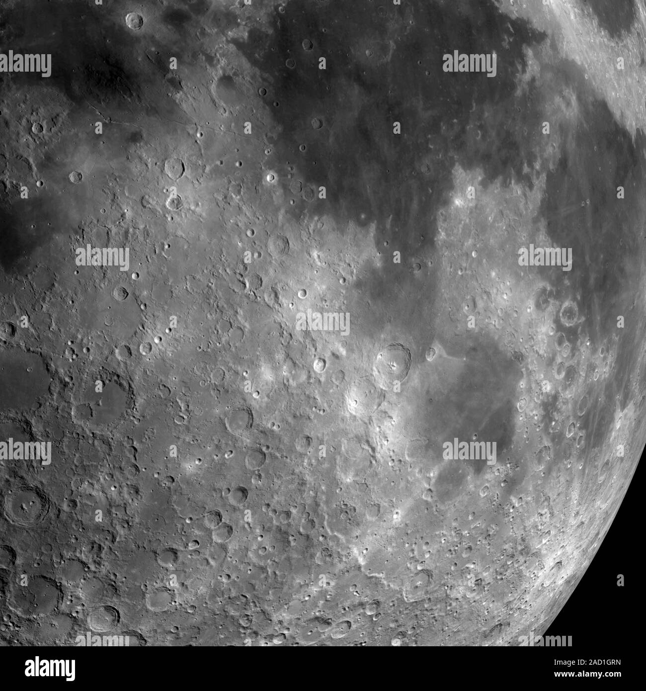Surface of the Moon. Optical image of the moon, showing various craters ...