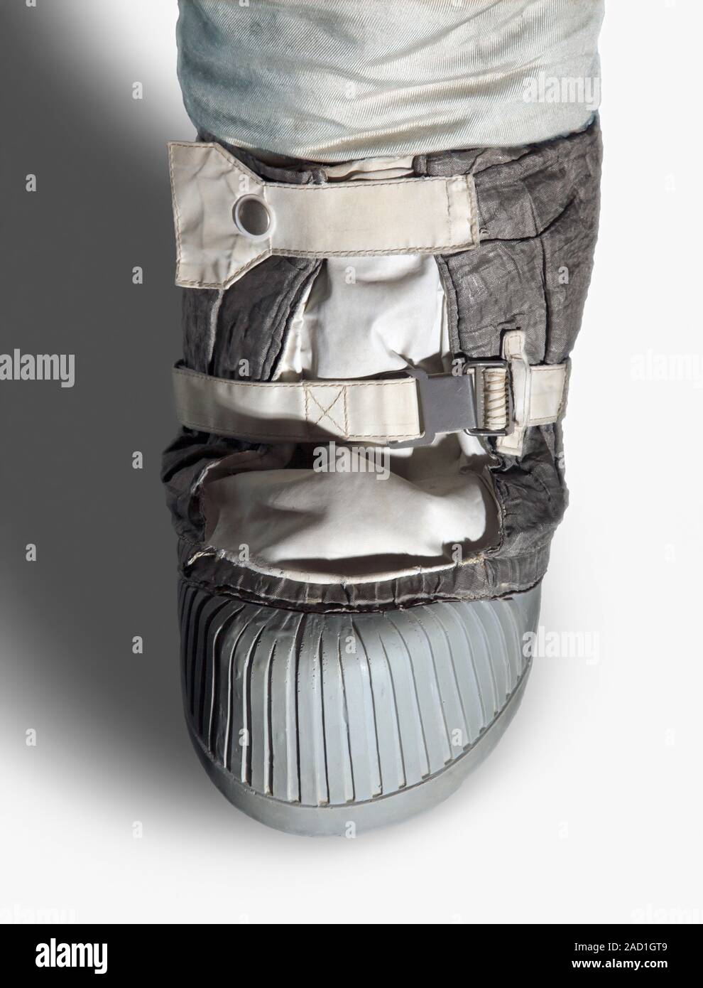 Apollo astronaut boot. Computer illustration of a boot on the foot of a ...