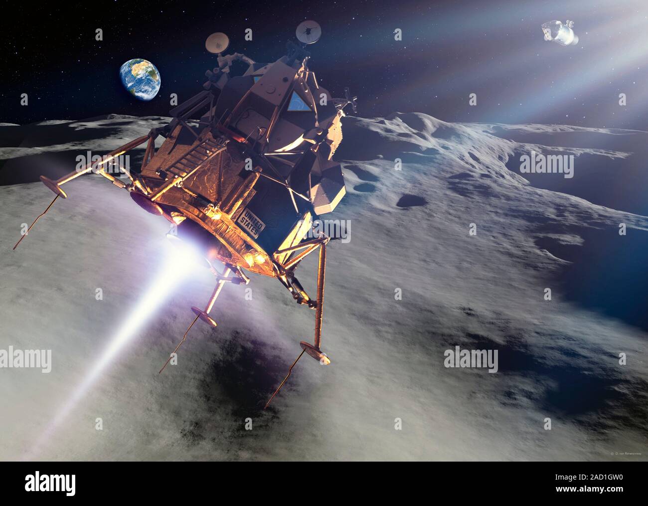 Apollo Lunar Module. Computer illustration of a lunar landing module from an Apollo mission ...