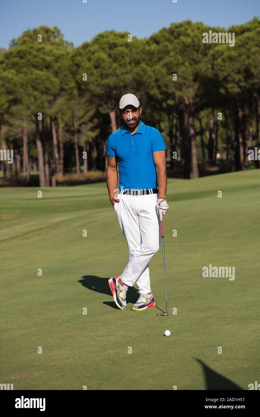 golf player portrait at course Stock Photo - Alamy