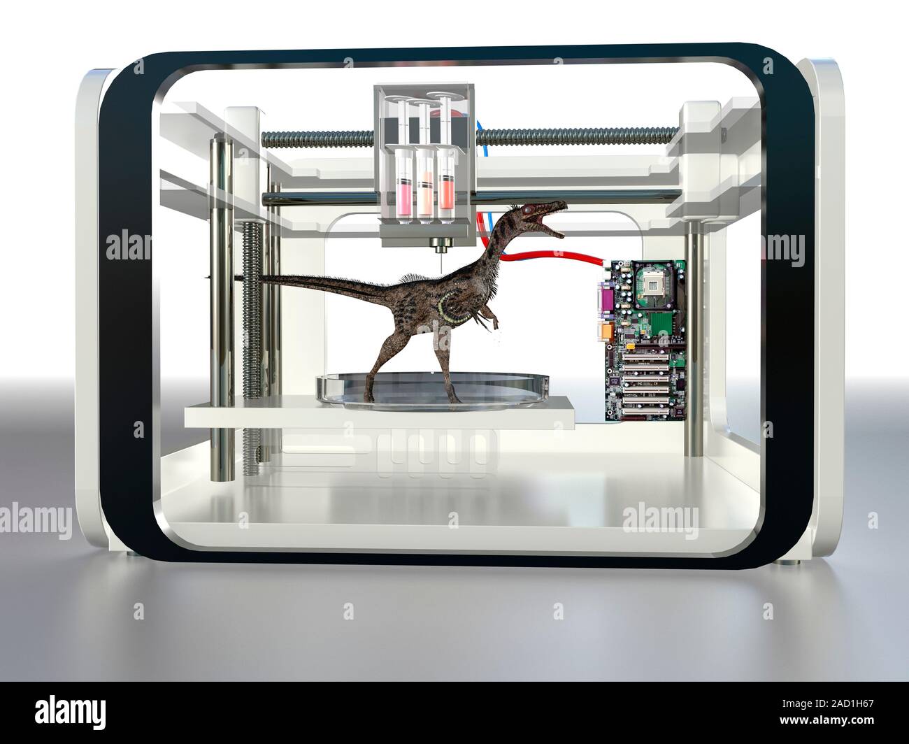 3D printed dinosaur, conceptual computer illustration Stock Photo - Alamy
