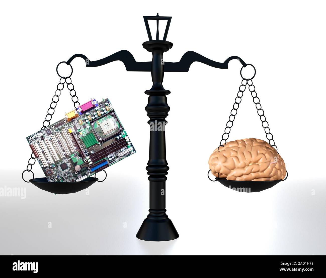 Man vs machine, conceptual computer illustration Stock Photo - Alamy