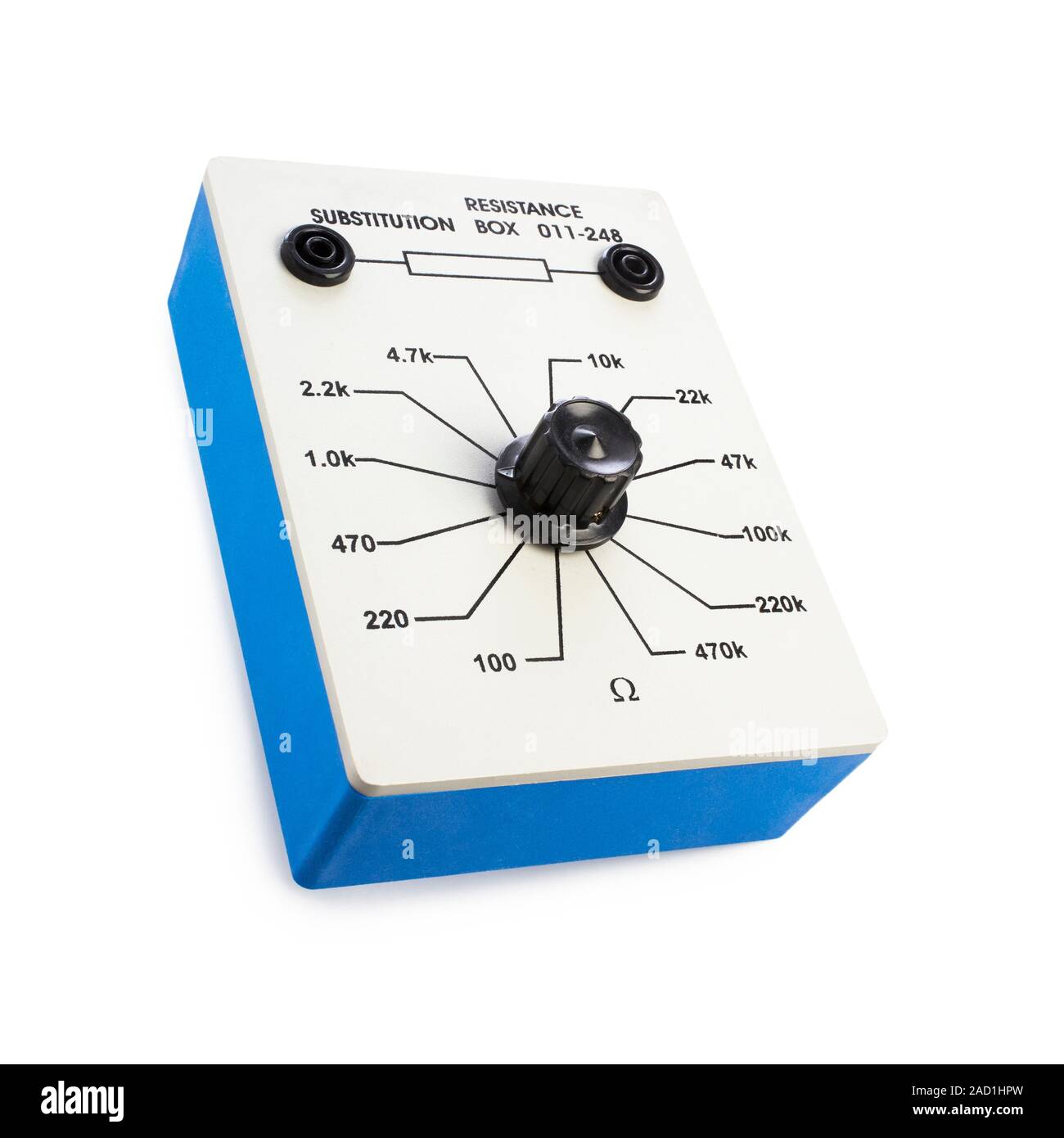 Variable resistor. A resistor box, offering fixed resistance values ...