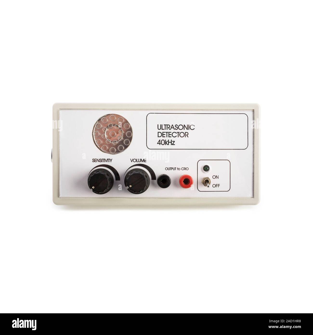 Ultrasound detector. This uses a pieze-electric sensor (circular disc ...